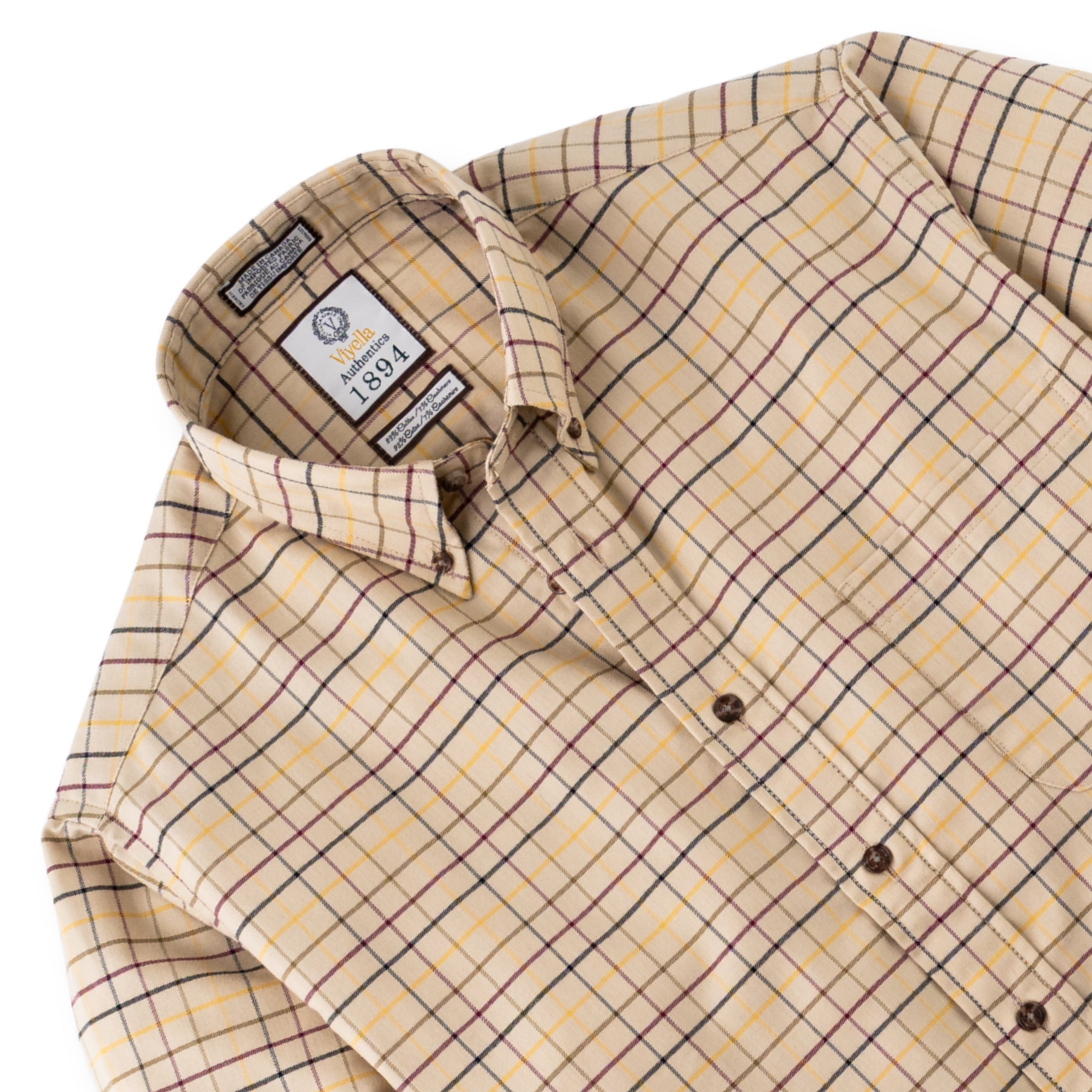Men’s Viyella Tan Tattersall Luxury Blend Shirt | Pima Cotton ...