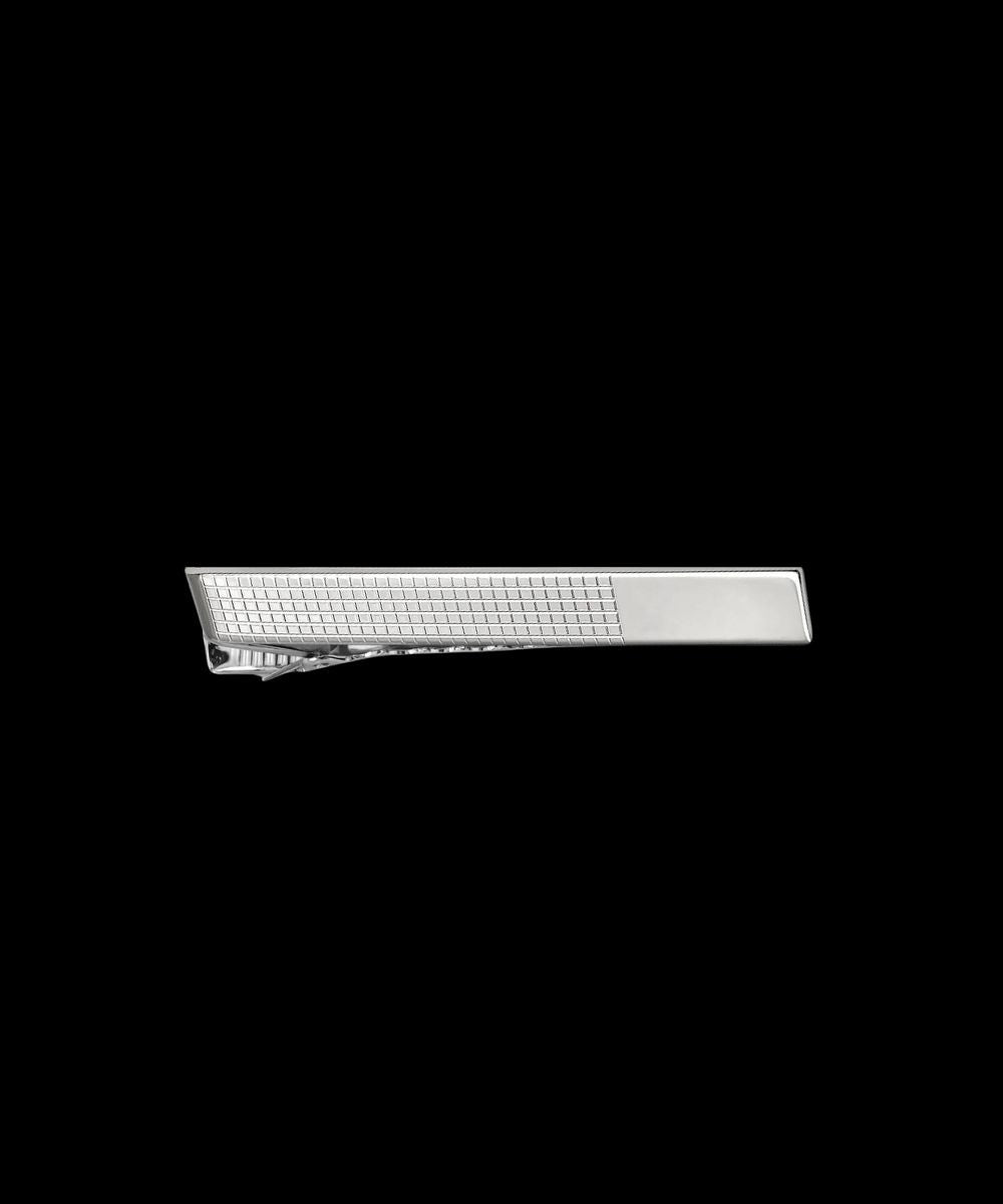 Engravable Sterling Silver Tie Bar with Grid Design| The Lanam Shop